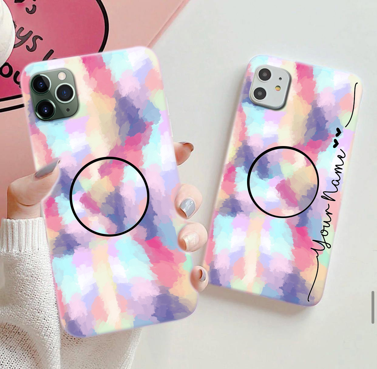 Custom Name Rainbow Color Phone Case | Designer Mobile Cover Online